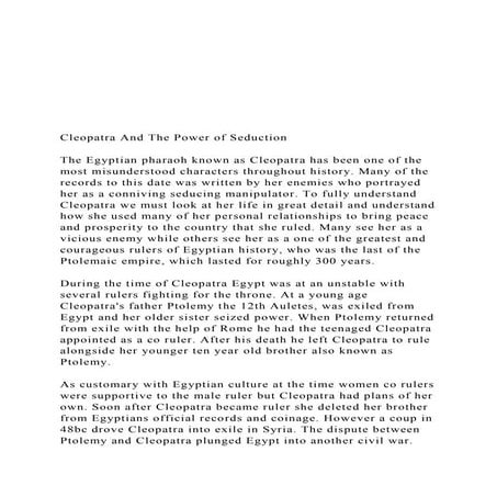 Cleopatra And The Power of Seduction The Egyptian.docx