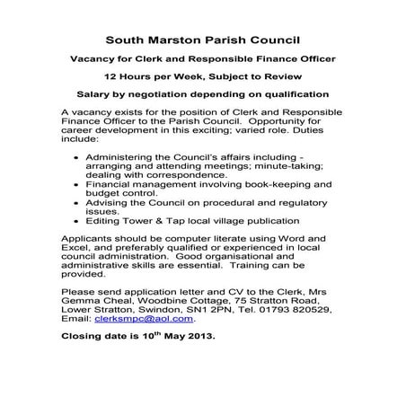 Clerk job advert revised march 2013 | PDF