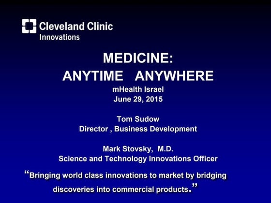 mHealth Israel_Cleveland Clinic_Integrated Care Model | PPT