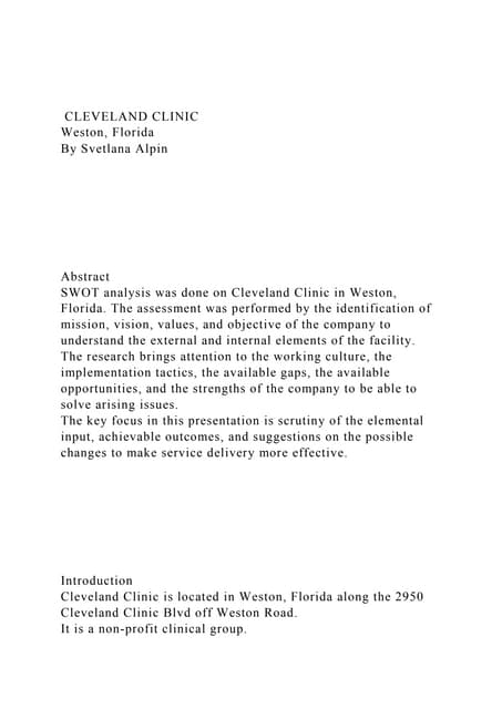 Cleveland Clinic Design Brief | PDF