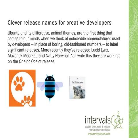 Clever release names for creative developers | PPT