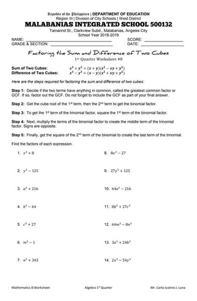 Factoring Perfect Square Trinomials Worksheet factoring-perfect-square-trinomials-worksheet