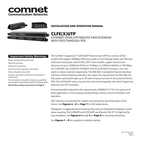 ComNet CLFE1UTP User Manual | PDF