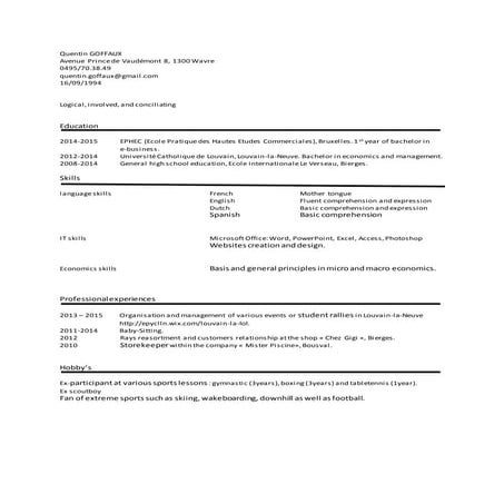 CV Willekens Matthias | DOC