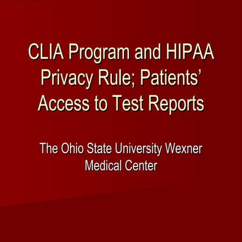 Clinical Laboratory Improvement Amendments (CLIA) | PDF