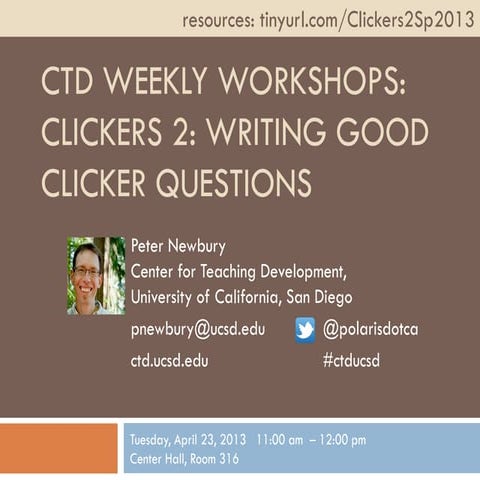 Clickers 2: Writing Good Clicker Questions | PDF