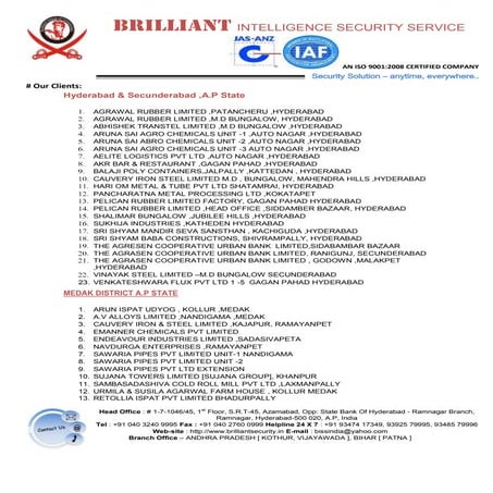 Client List | Brilliant Group Of Companies | DOCX