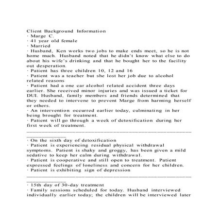 Client Background Information· Marge C.· 41 year old female· | DOCX