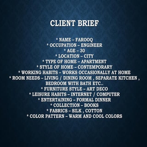 Client Brief OF INTERIOR DESIGNER | PDF