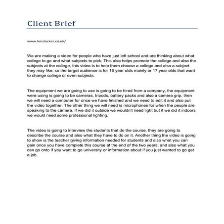 Client brief jamie | DOCX
