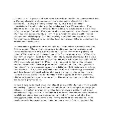 Client is a 17 year old African American male that presented for.docx