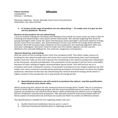 Client meeting minutes | DOCX