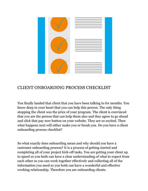 3 Checklists to Perfect Your Client Onboarding Process | PDF