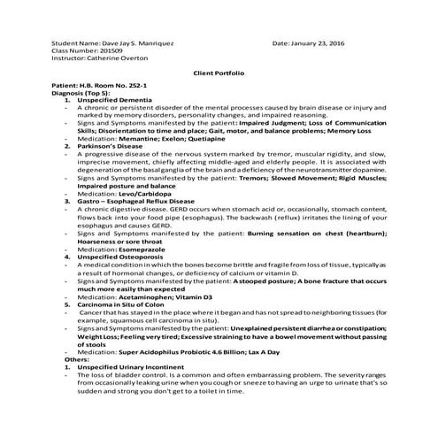 Client profile 3rd patient | DOCX