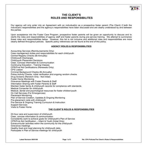 Clients Roles & Responibilities | DOC