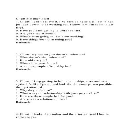 Client Statements Set 11. Client I can’t believe it. I’ve been .docx