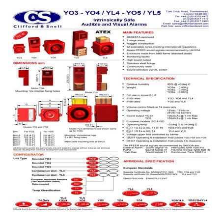 Clifford & Snell - YL4 Sounder - Hazardous Area (ATEX) Zone 1 & Zone 2 ...