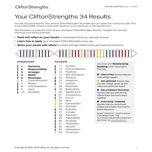 Clifton strengths 34 report | PDF