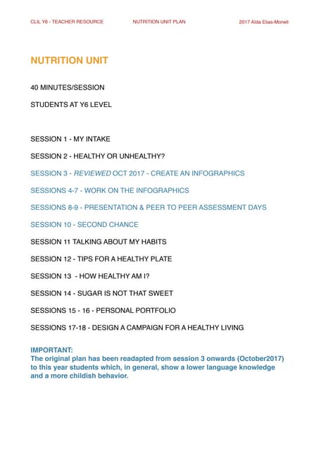 Food and nutrition CLIL unit | DOCX