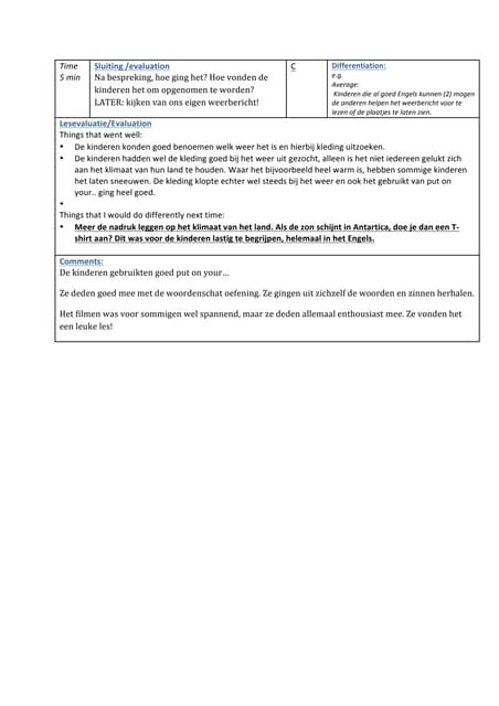Weather and clothes lesson plan 1 | PDF
