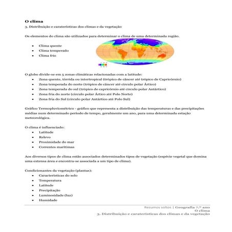 GEOGRAFIA 7 - O clima - Distribuição e caraterísticas dos climas e da ...