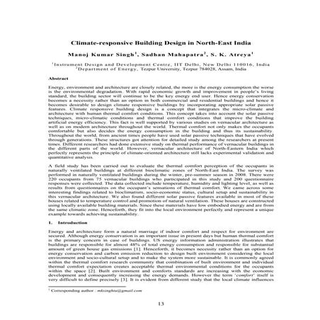 Climate-responsive Building Design in North-East India Manoj Kumar ...