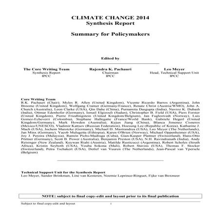Climate Change 2023 Synthesis Report Summary For Policymakers Ipcc | PDF