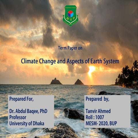 Climate change and aspects of earth system | PDF