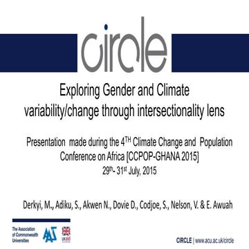 Exploring Gender, Climate Change Vulnerability and Adaptive Capacity ...