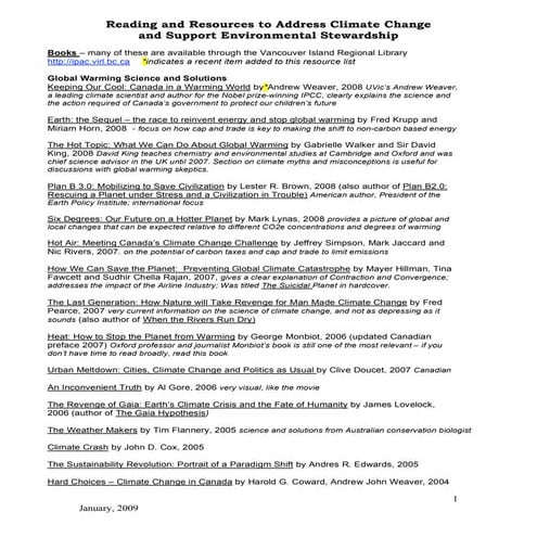 Reading and Resources to Address Global Warming and Support ...