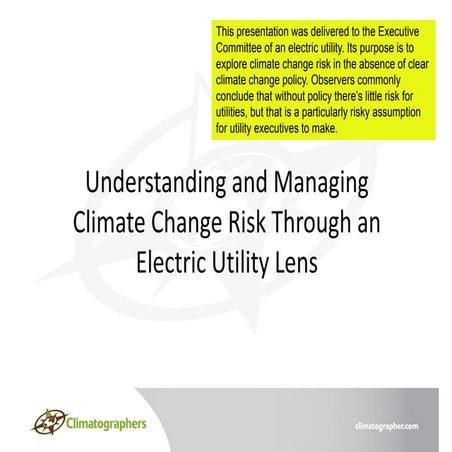 Electric Utility Risk Management in the Face of Climate Risk | PDF