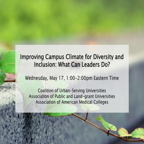 Improving Campus Climate for Diversity and Inclusion: What Can Leaders ...