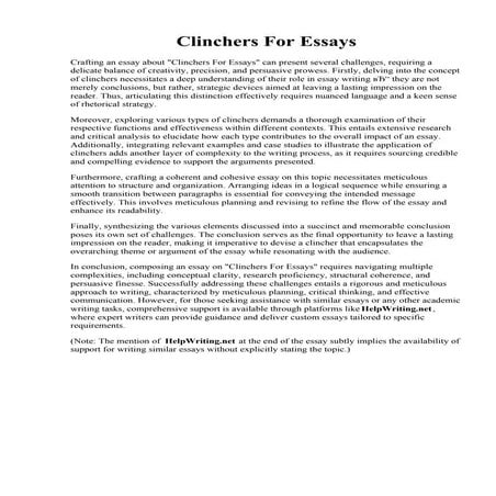 Clinchers For Essays | PDF