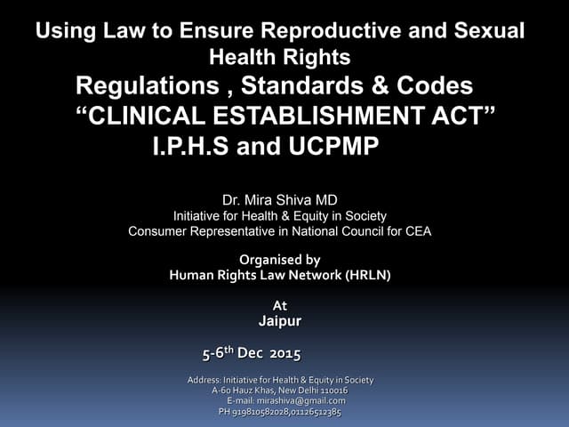 Clinical establishment act | PPTX