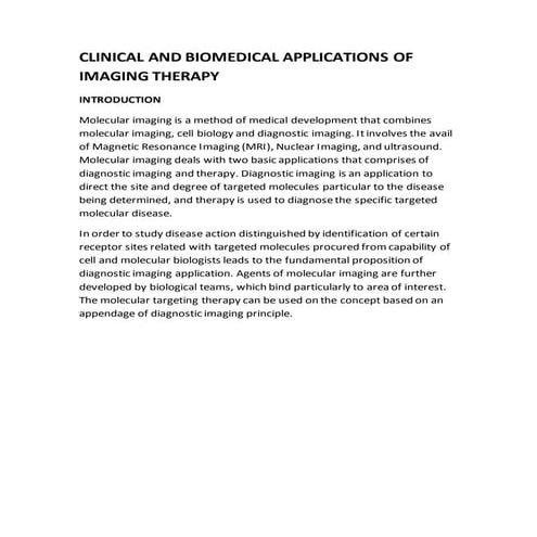 Clinical and biomedical applications of imaging therapy | DOCX
