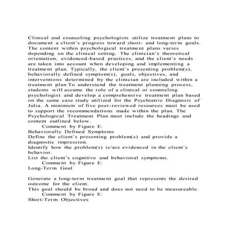 Clinical and counseling psychologists utilize treatment plans to | PDF