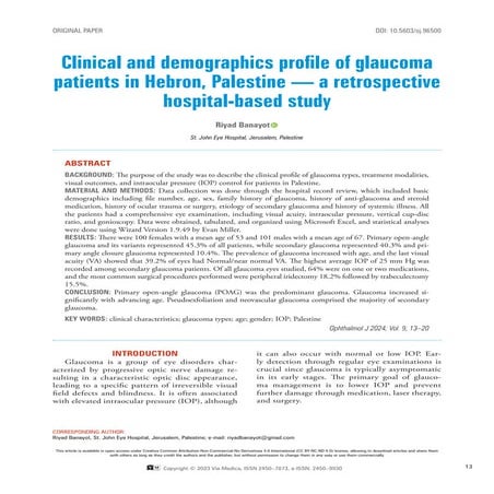 Clinical and dermographics profile of glaucoma patients in Hebron ...