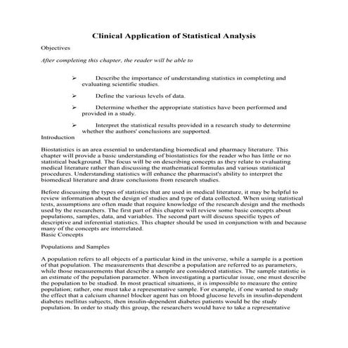 Clinical application of statistical analysis | DOCX