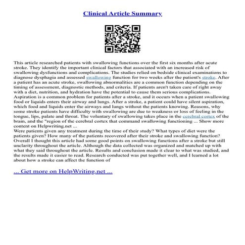 Clinical Article Summary | PDF