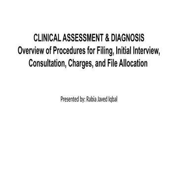 clinical Assessment & Diagnosis in clinical setting | PPT