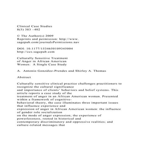 Clinical Case Studies8(5) 383 –402© The Author(s) 2009.docx | Physical ...