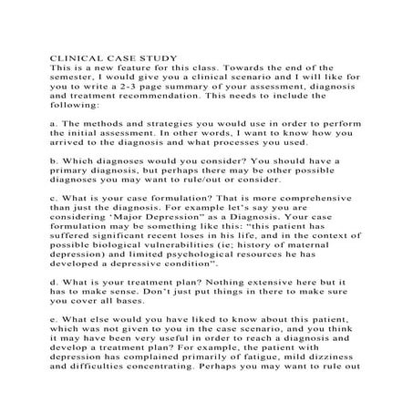 CLINICAL CASE STUDYThis is a new feature for this class. Towards.docx