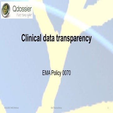 Clinical data transparency - EMA Policy 0070 | PPTX