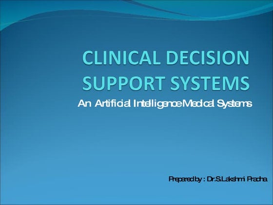 Clinical Decision Support Systems Ppt