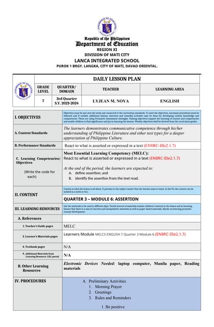 Lesson Plan for English 7-Linear & non-linear text.docx | Technology ...