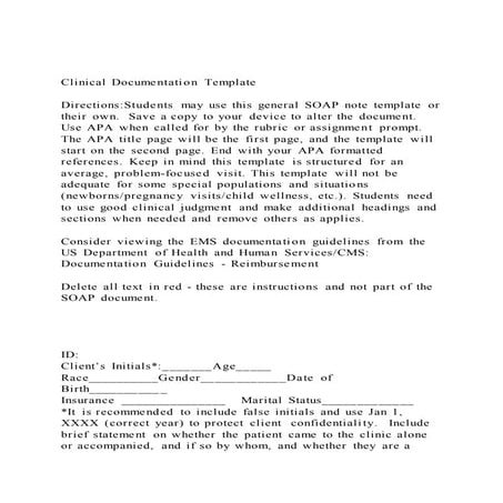 Clinical Documentation TemplateDirectionsStudents may use t | PDF
