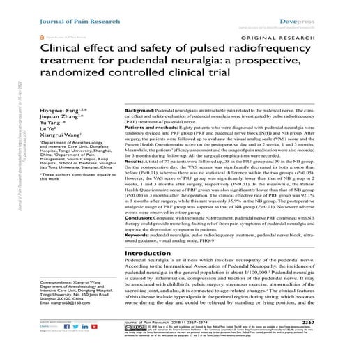 Clinical effect and safety of pulsed radiofrequency treatment for ...
