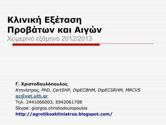 Κλινική Εξέταση Ιπποειδών | PPT