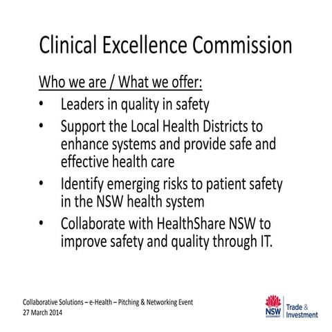 Collaborative Solutions eHealth Event - Clinical Excellence Commission ...