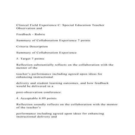 Clinical Field Experience C Special Education Teacher Observa.docx